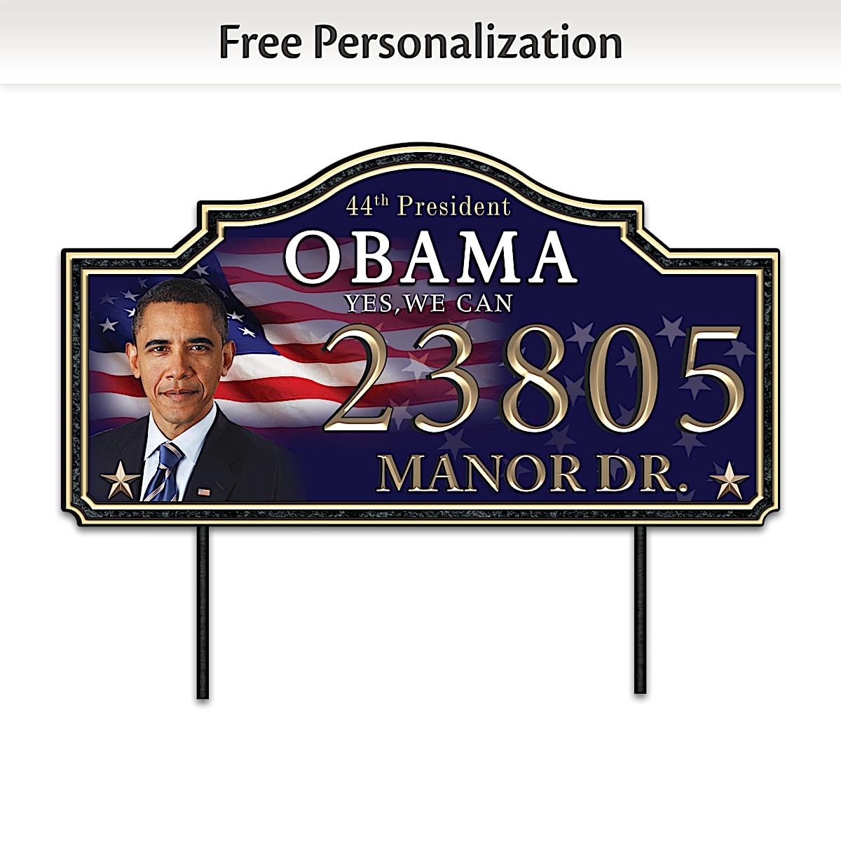 President Barack Obama Personalized Patriotic Outdoor Address Sign