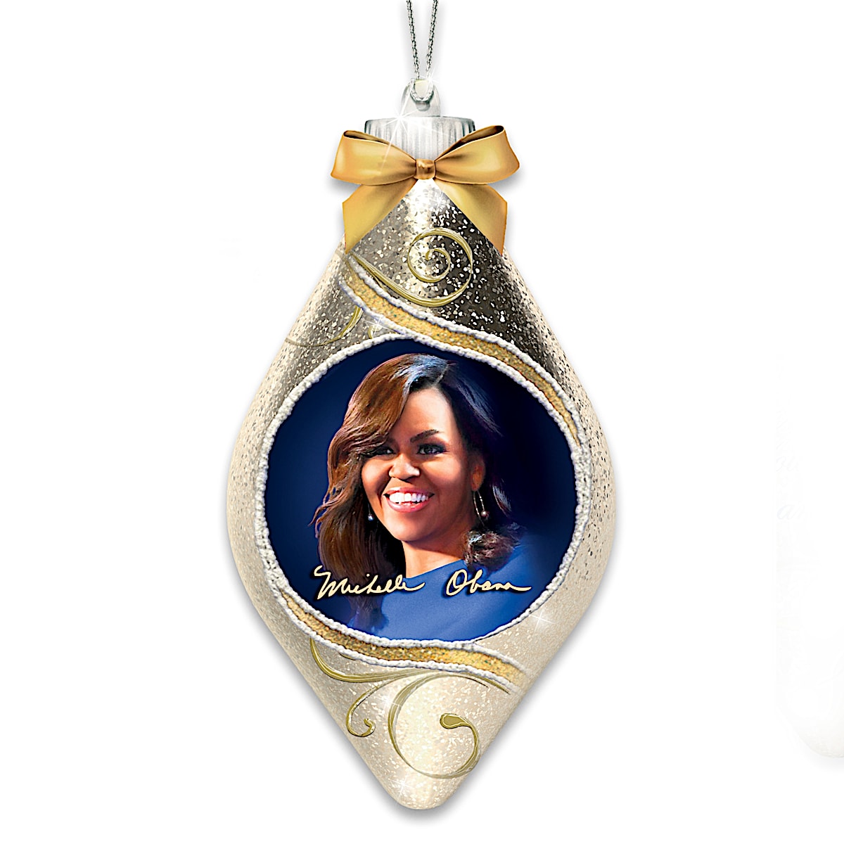 Michelle Obama Illuminated Hand-Blown Glass Ornament Featuring A ...