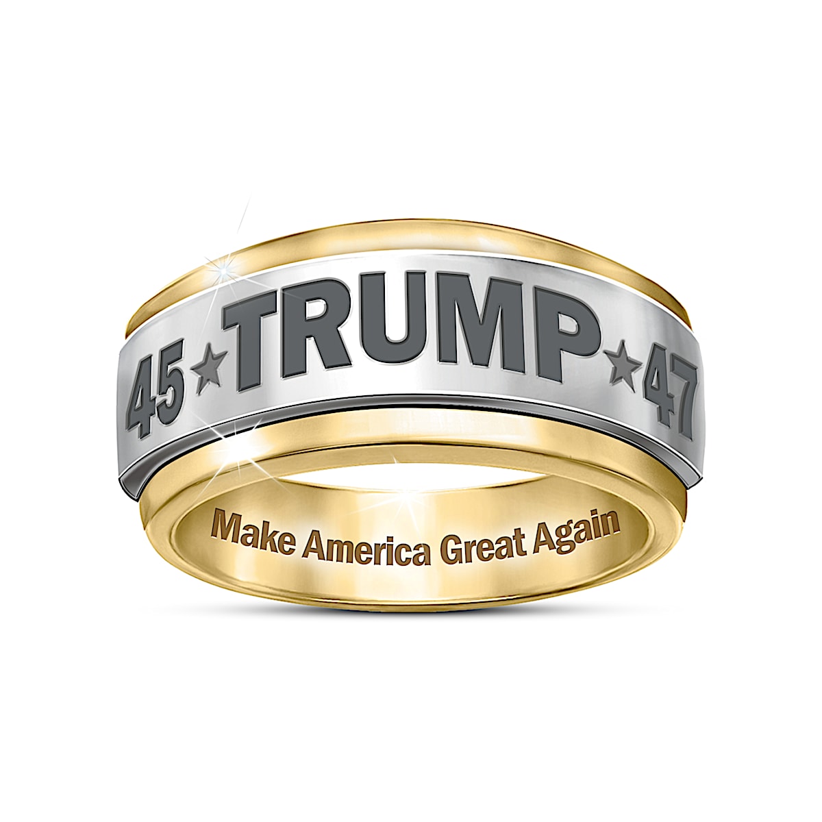 Donald Trump Stainless Steel Ring – Spinning Design With 45 And 47 ...