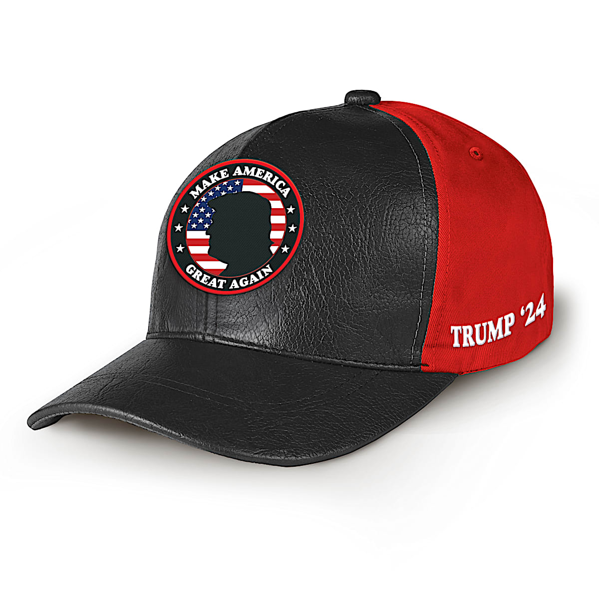 Donald Trump Black Faux Leather Adjustable Hat With A Trump Silhouette ...