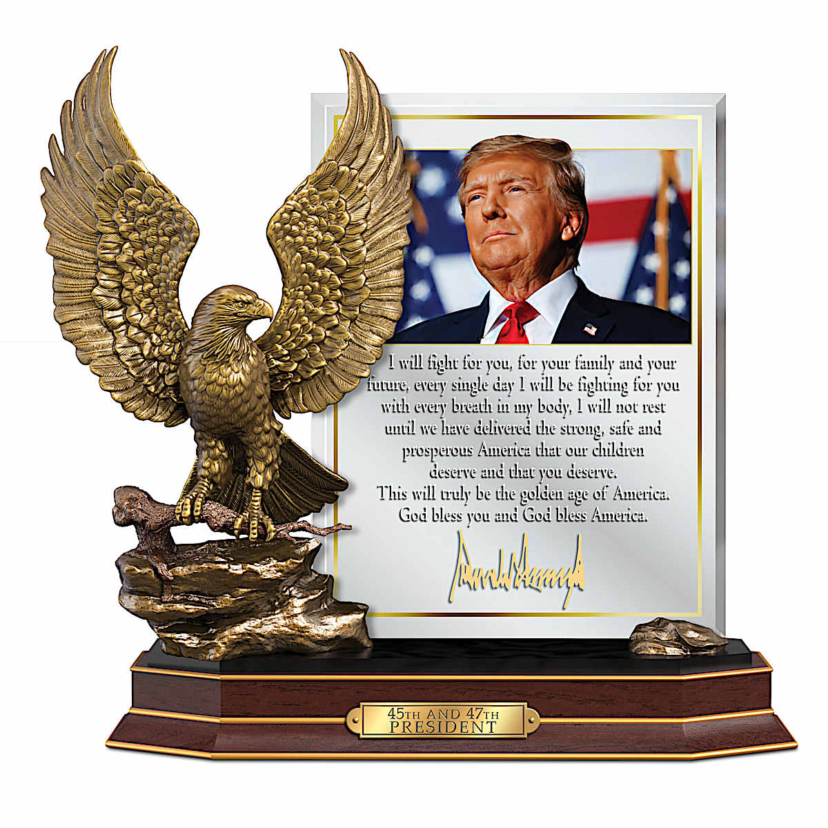 Donald J. Trump Sculpture – Golden Eagle And Portrait Of 45th And 47th ...