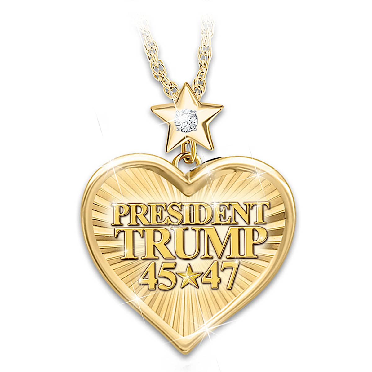 Womens 18K-Gold Plated Heart-Shaped President Donald Trump Pendant ...