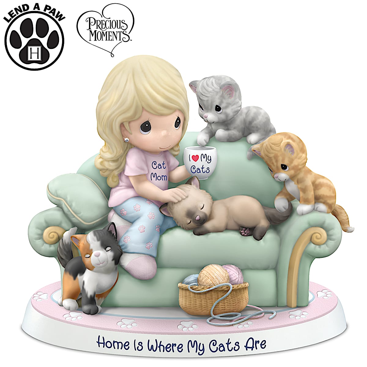 Precious Moments Home Is Where My Cats Are Figurine