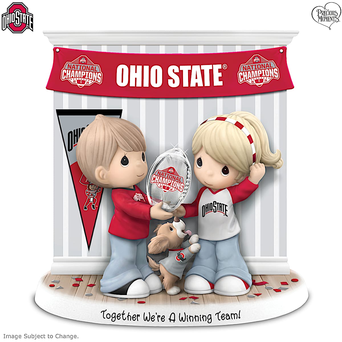 Together Were A Winning Team Ohio State Buckeyes Porcelain Fan Figurine