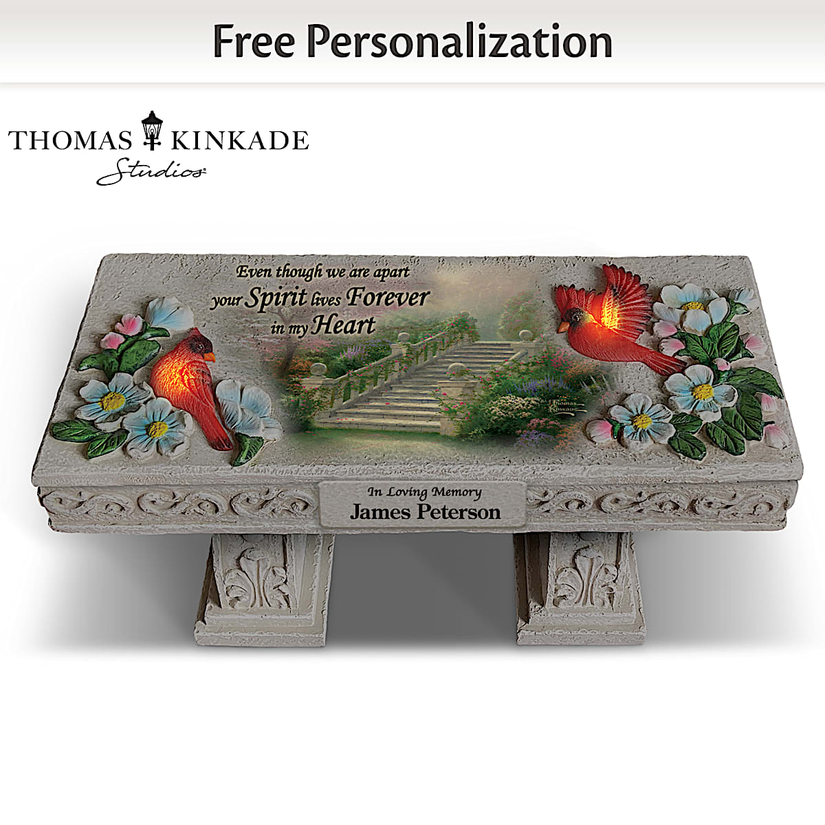 Forever In My Heart Illuminated Memorial Bench Sculpture Adorned With ...