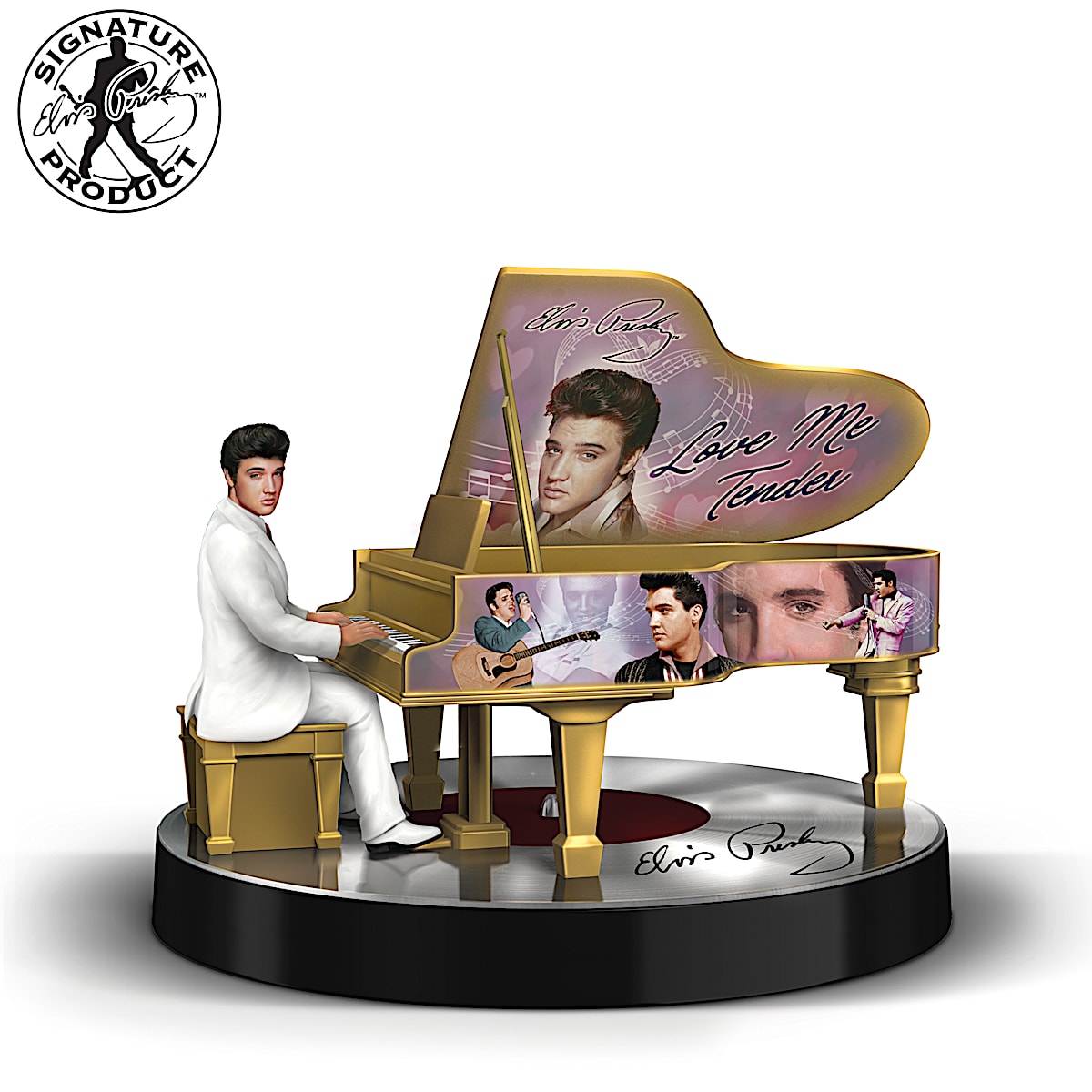Elvis Presley Musical Piano Figurine Inspired By Elviss Real 24K-Gold ...