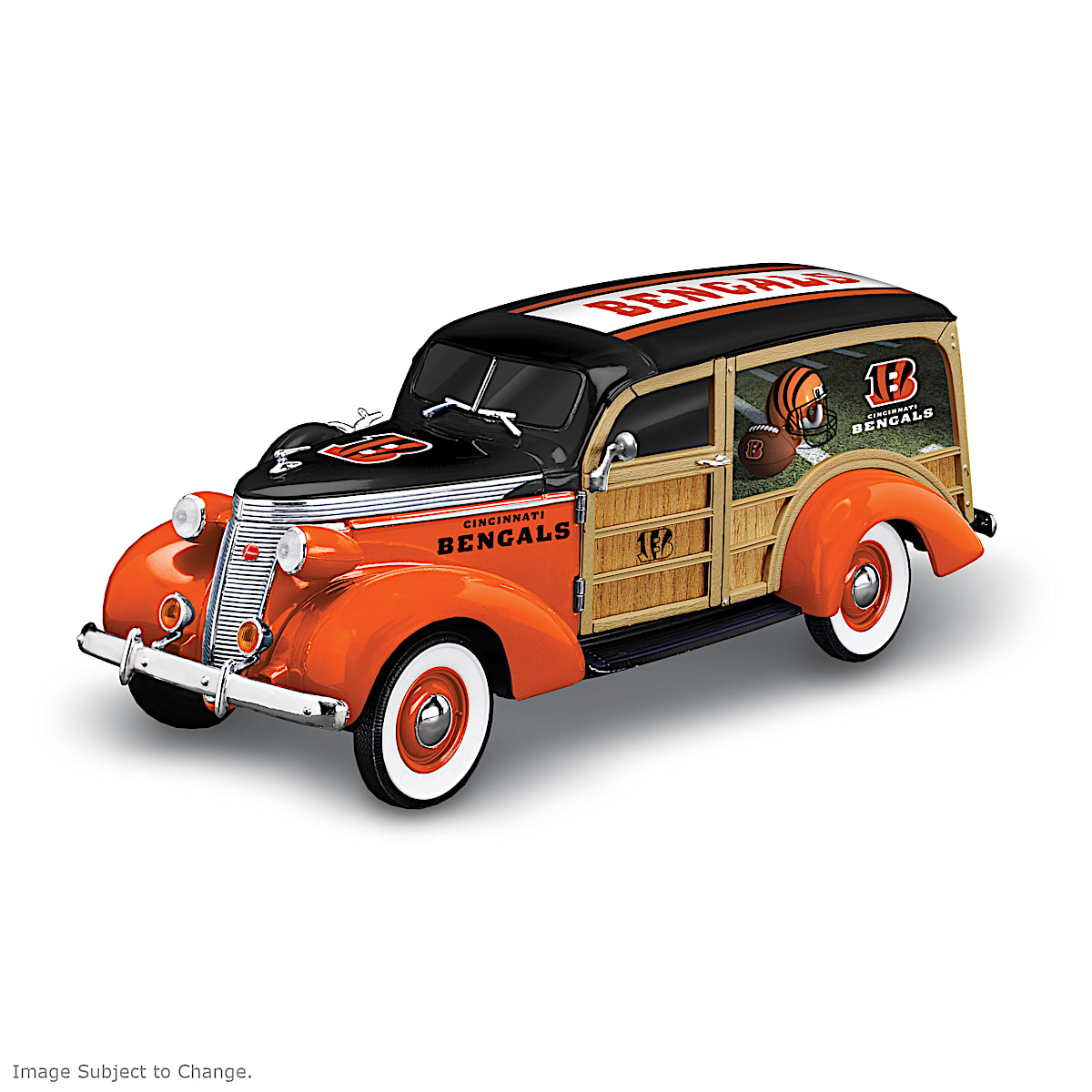 Cincinnati Bengals 1:18-Scale 1937 Woody Wagon NFL Sculpture Featuring ...