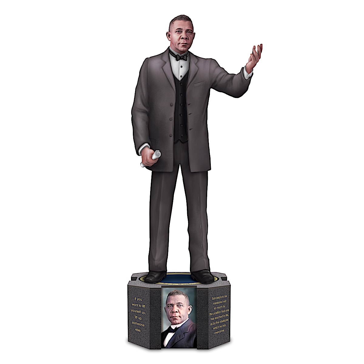Booker T. Washington Hand-Painted Tribute Sculpture Atop A Four-Sided ...