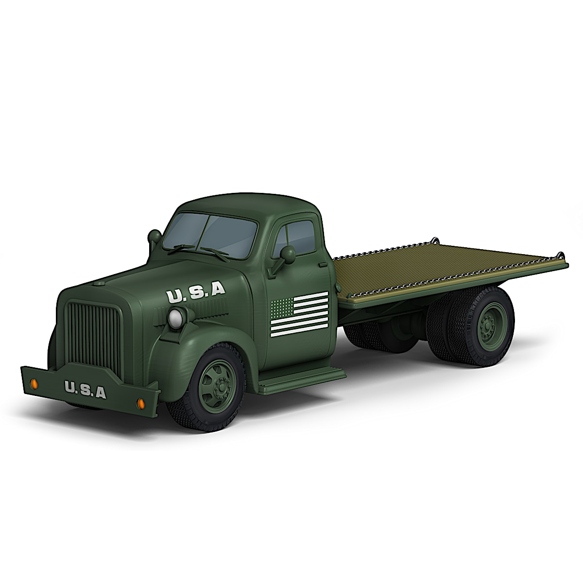 Flatbed Truck Sculpture With An Olive Drab Paint Finish & U.S. Military ...