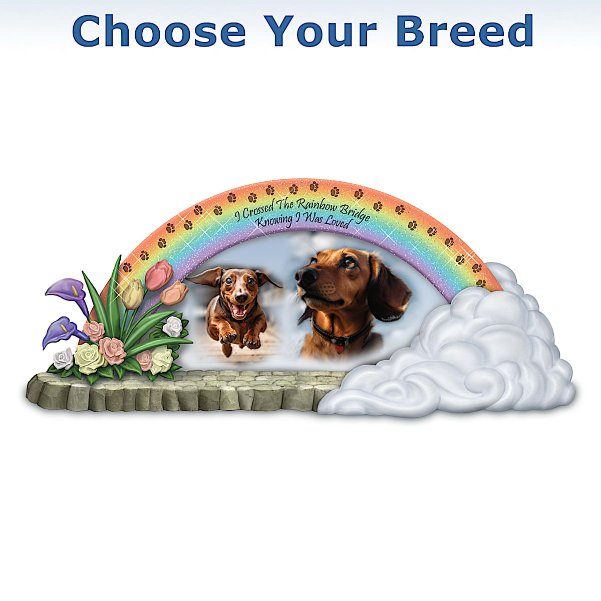 Hand-Painted Rainbow Bridge Pet Remembrance Sculpture Adorned With ...