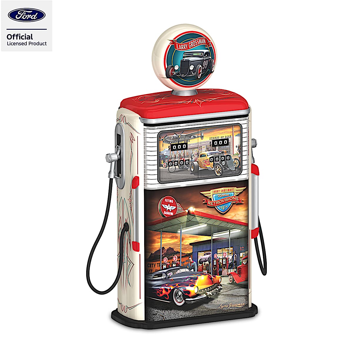 Illuminated 12 Tall Gas Pump Sculpture Adorned With Colorful Hot Rod ...