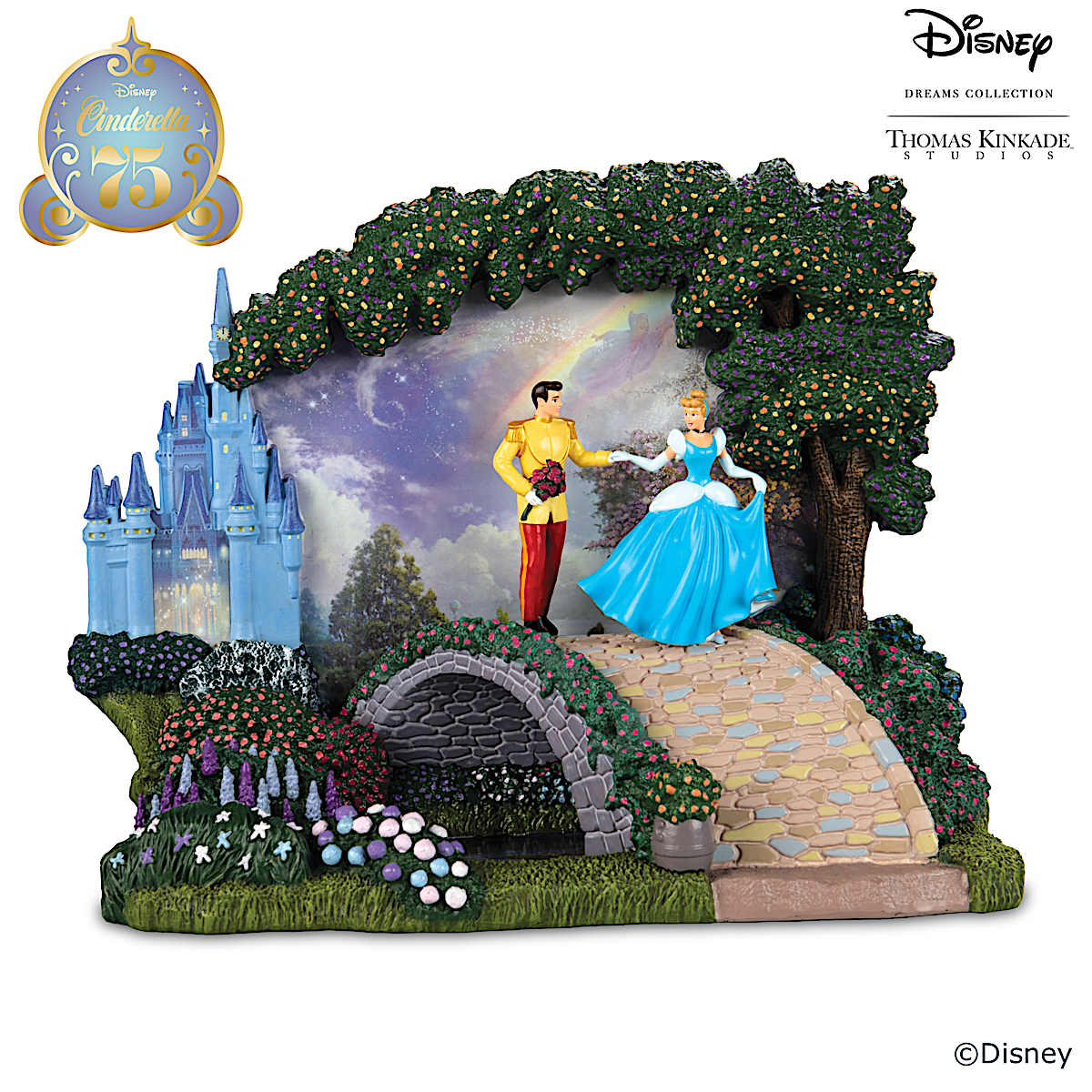 Disney Cinderella Hand-Painted Sculpture Adorned With Background Art By ...