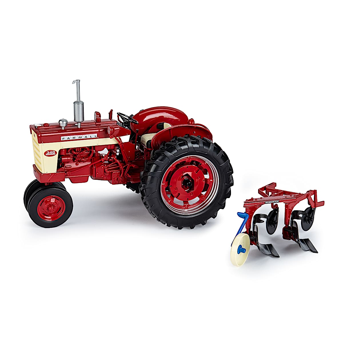 Farmall 340 1:16-Scale Diecast Tractor With Two-Bottom Plow Featuring A ...