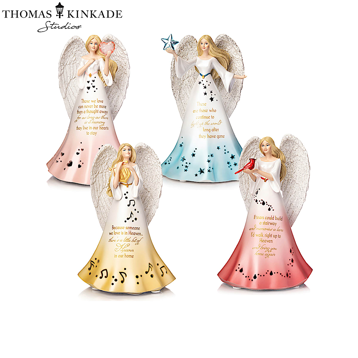 Thomas Kinkade Light Of Love Illuminated Angel Figurine Collection Hand ...