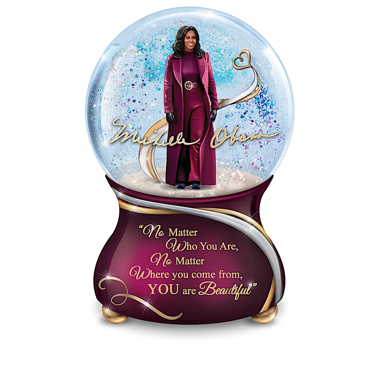 Michelle Obama True Inspirations Heirloom Porcelain Musical Glitter ...
