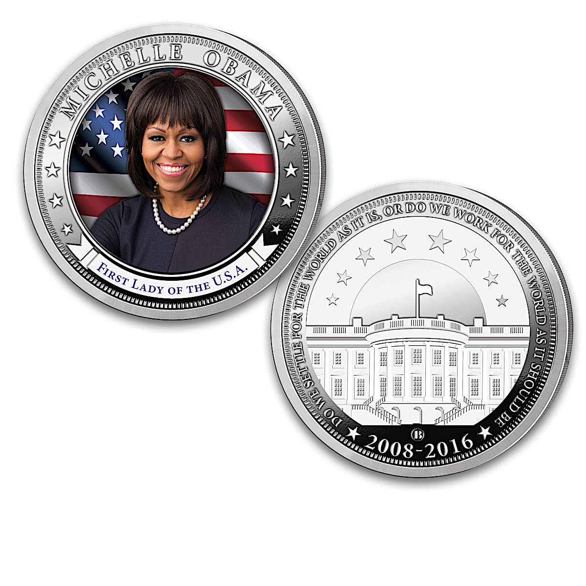 The Michelle Obama 99.9% Silver-Plated Proof Coin Collection Featuring ...