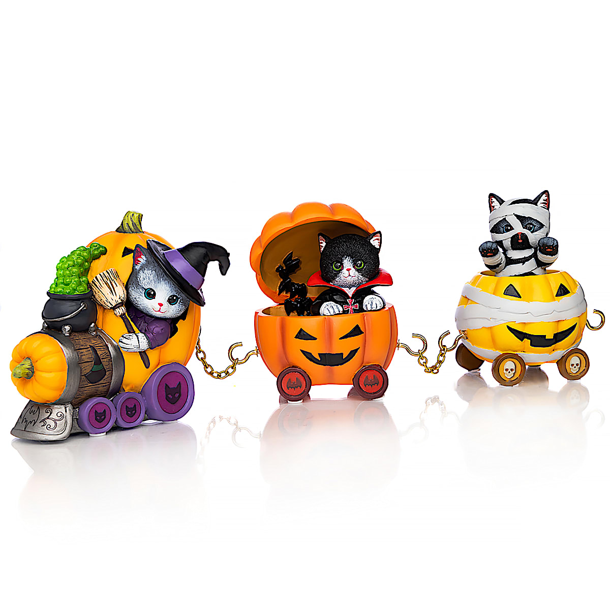 Happy Meow-loween Express Train Collection Featuring Hand-Painted Witch ...