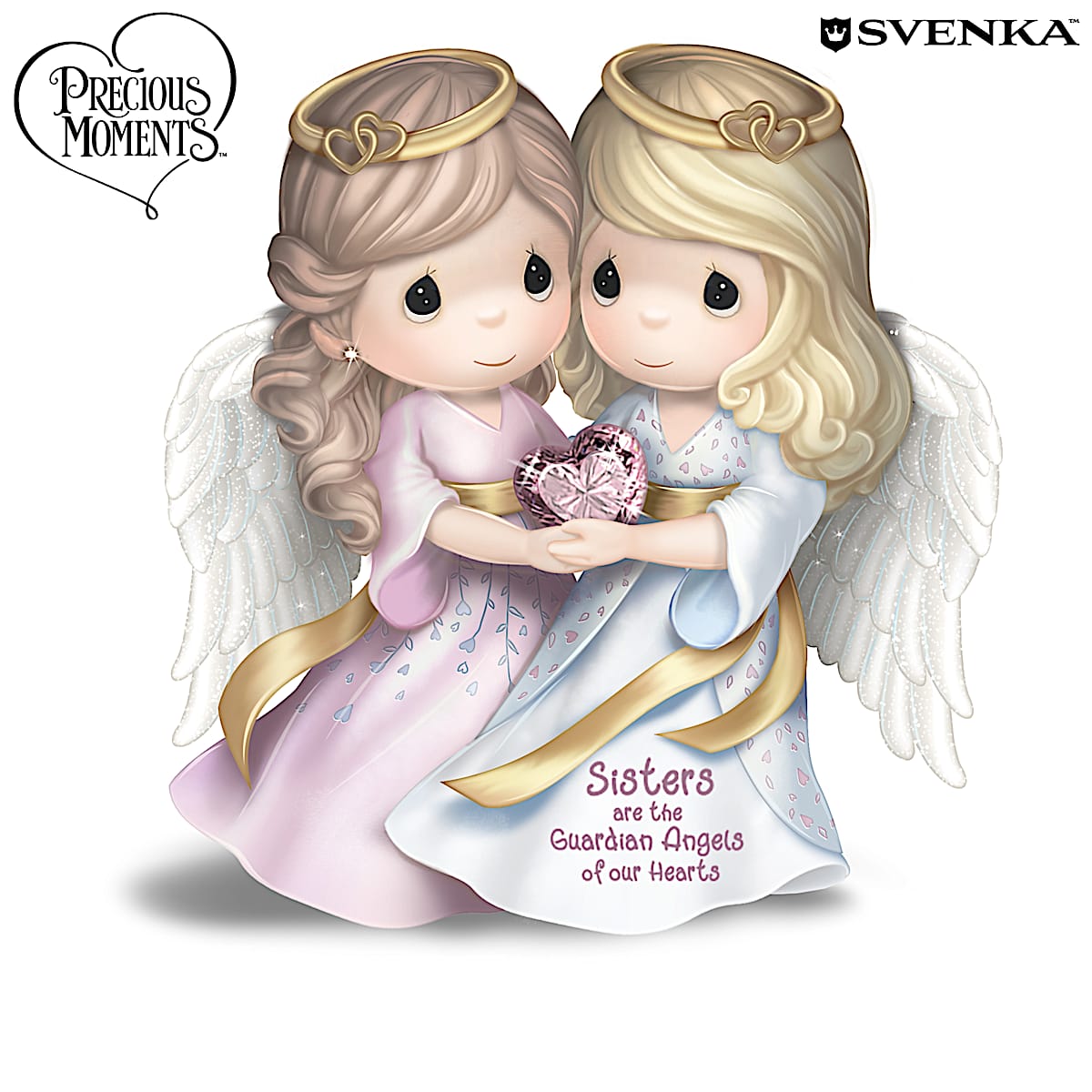 Hand-Painted Sister Angel Figurine Collection Adorned With Heart-Shaped ...