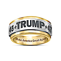 Donald Trump Stainless Steel Ring – Spinning Design With 45 & 47 Engravings