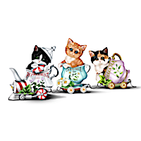 Hand-Painted Cat Teacup Train Figurine Collection By Kayomi Harai ...